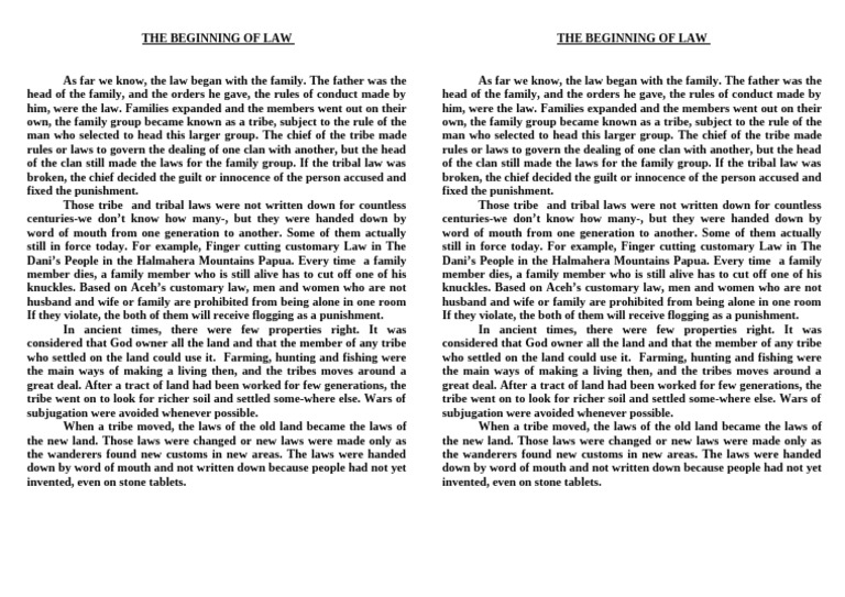 The Beginning of Law Text, April 25 | PDF