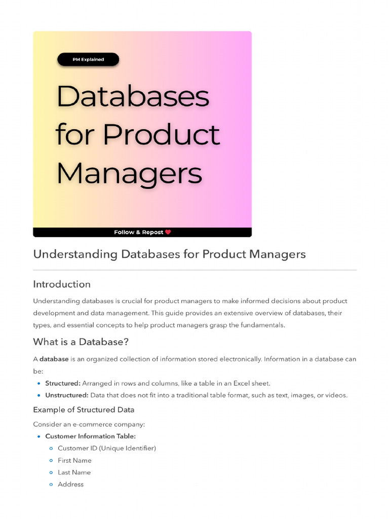 Understanding Databases For Product Managers PDF 1745002515 | PDF