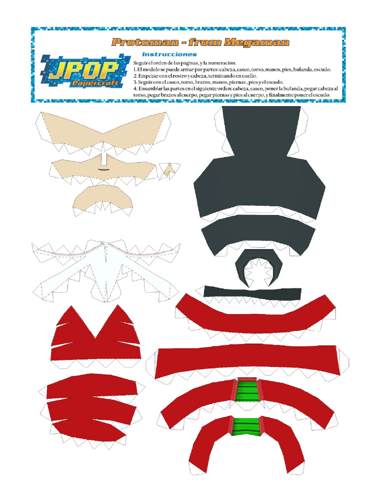 Protoman From Megaman JPOPpapercraft (Lineless) | PDF