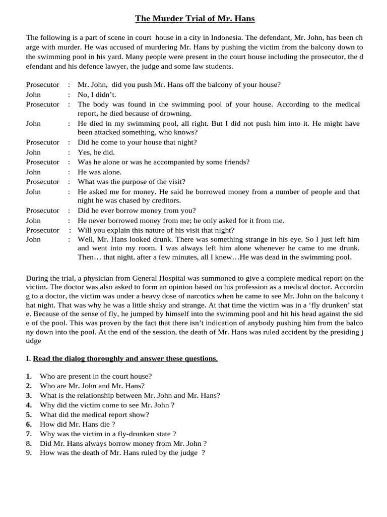 The Murder Trial of Mr. Hans | PDF | Public Law | Criminal Justice