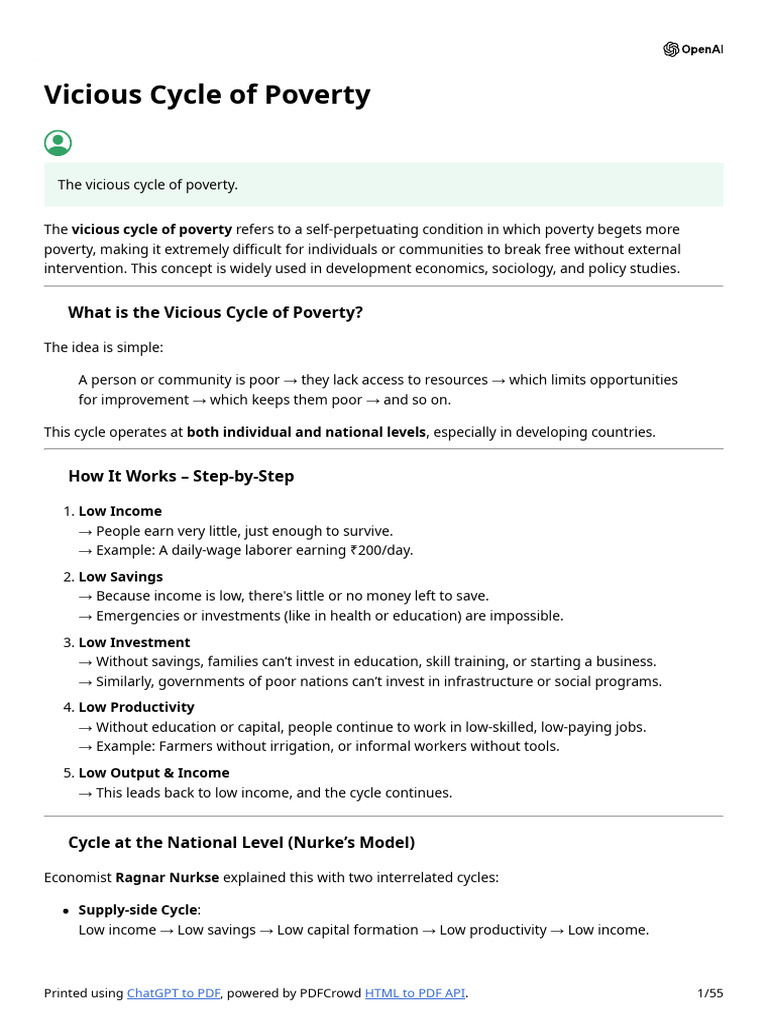 Vicious Cycle of Poverty | PDF | Green Revolution | Trickle Down Economics