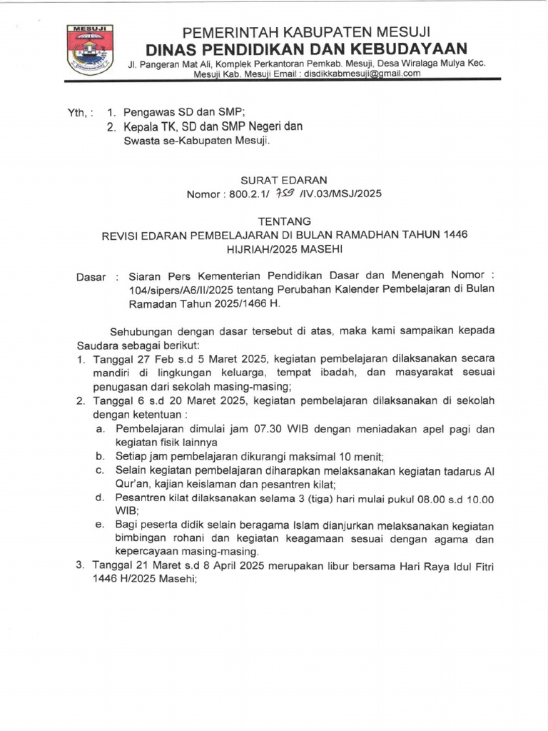 Rev Edaran Pembelajaran Ramadhan | PDF