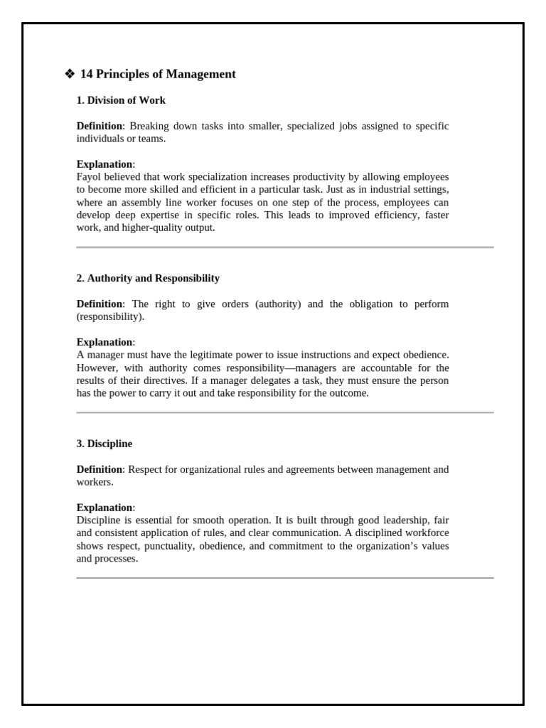 14 Principles of Management in Mit | PDF | Organizational Behavior ...