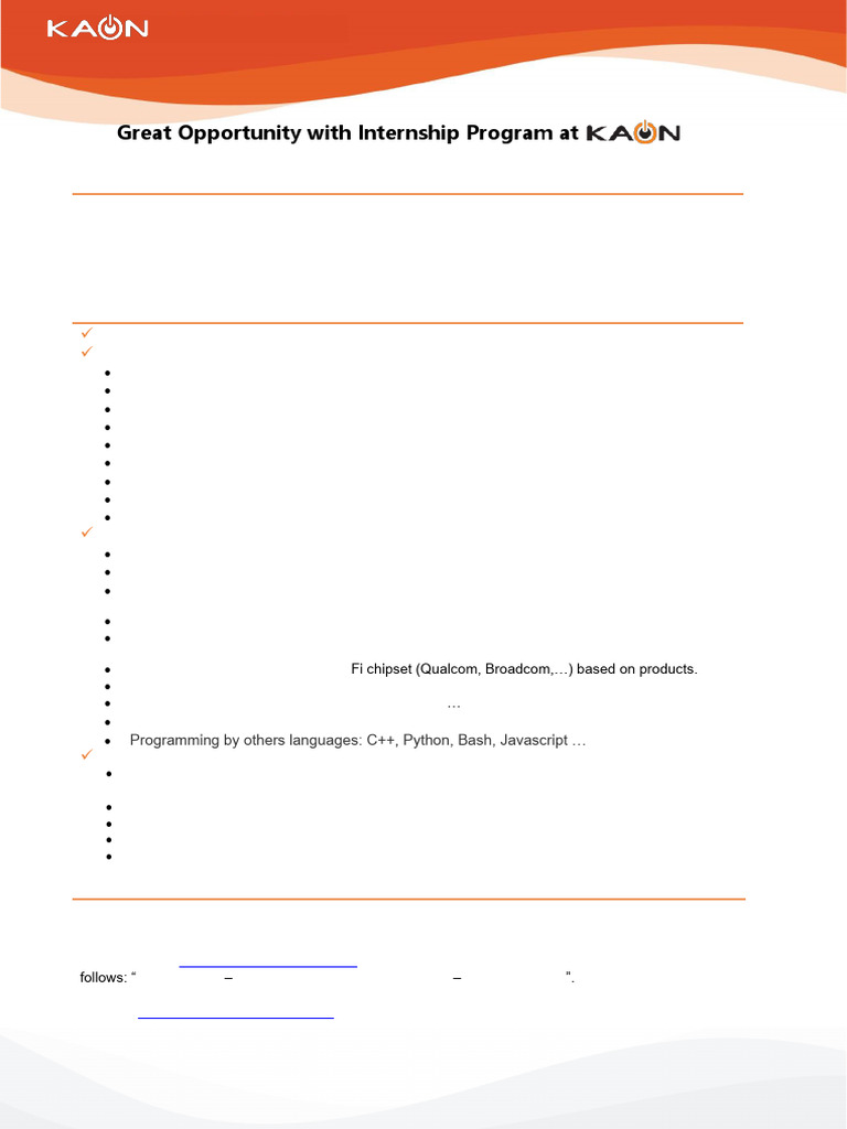 KAON Internship Program 2025 Vietnam | PDF | Ieee 802.11 ...