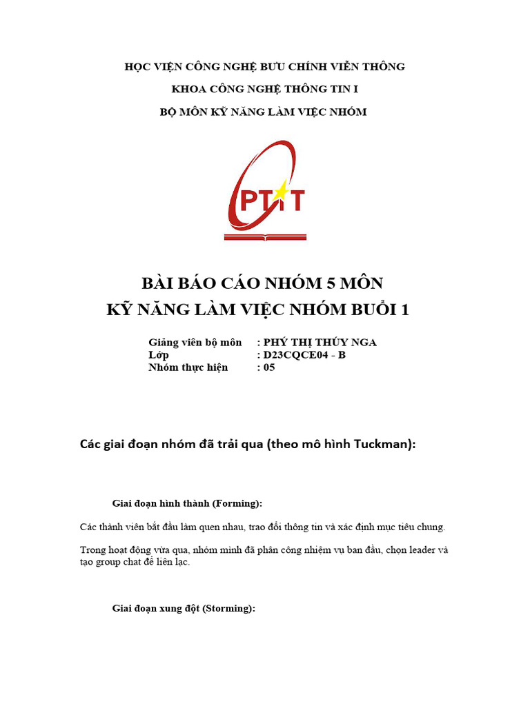 THẢO LUẬN BUÔI 1 NHÓM 5 | PDF