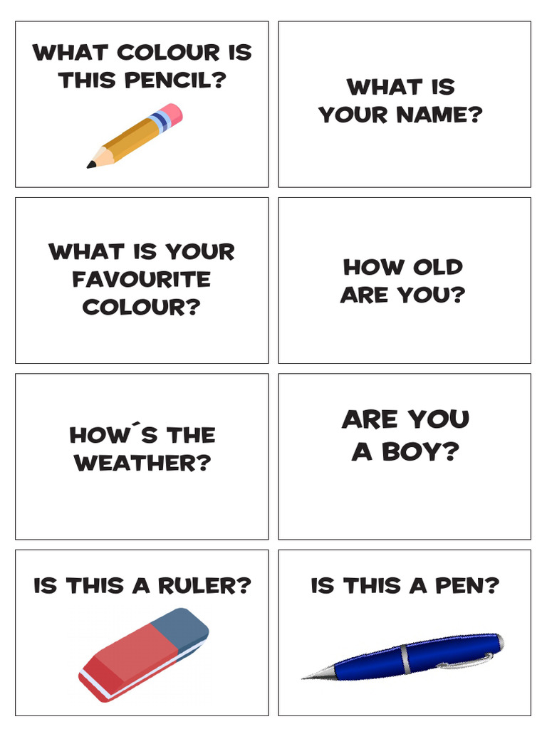 English Cards - Questions 1st Cycle | PDF
