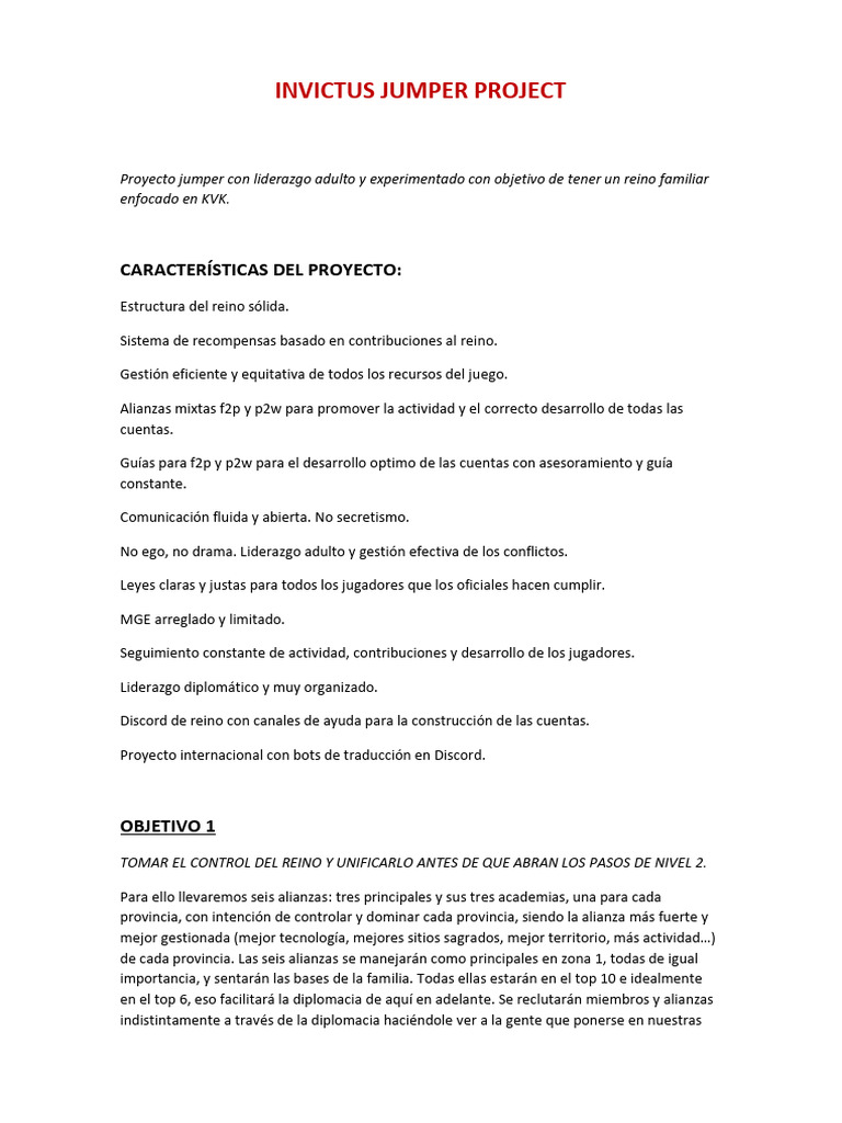 INVICTUS JUMPER PROJECT Español | PDF