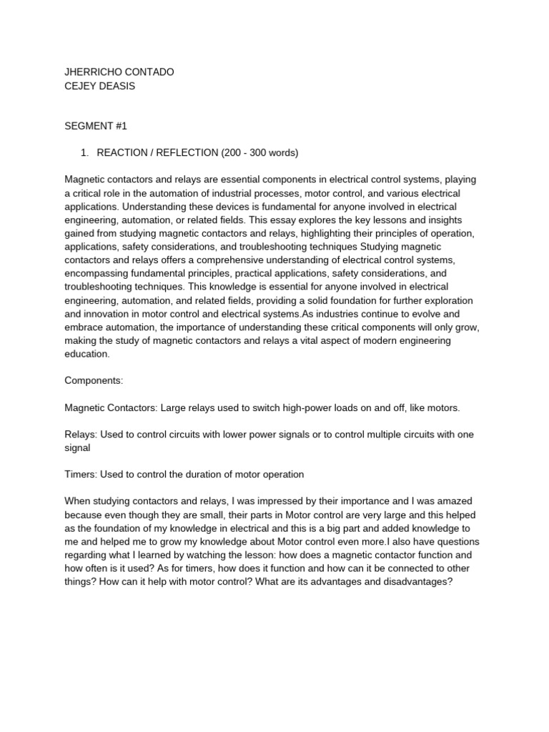 Untitled Document | PDF | Relay | Electric Motor