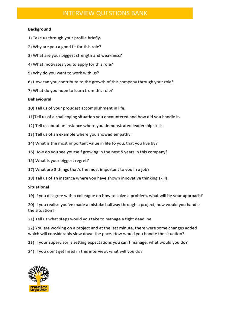 Interview Questions Bank | PDF