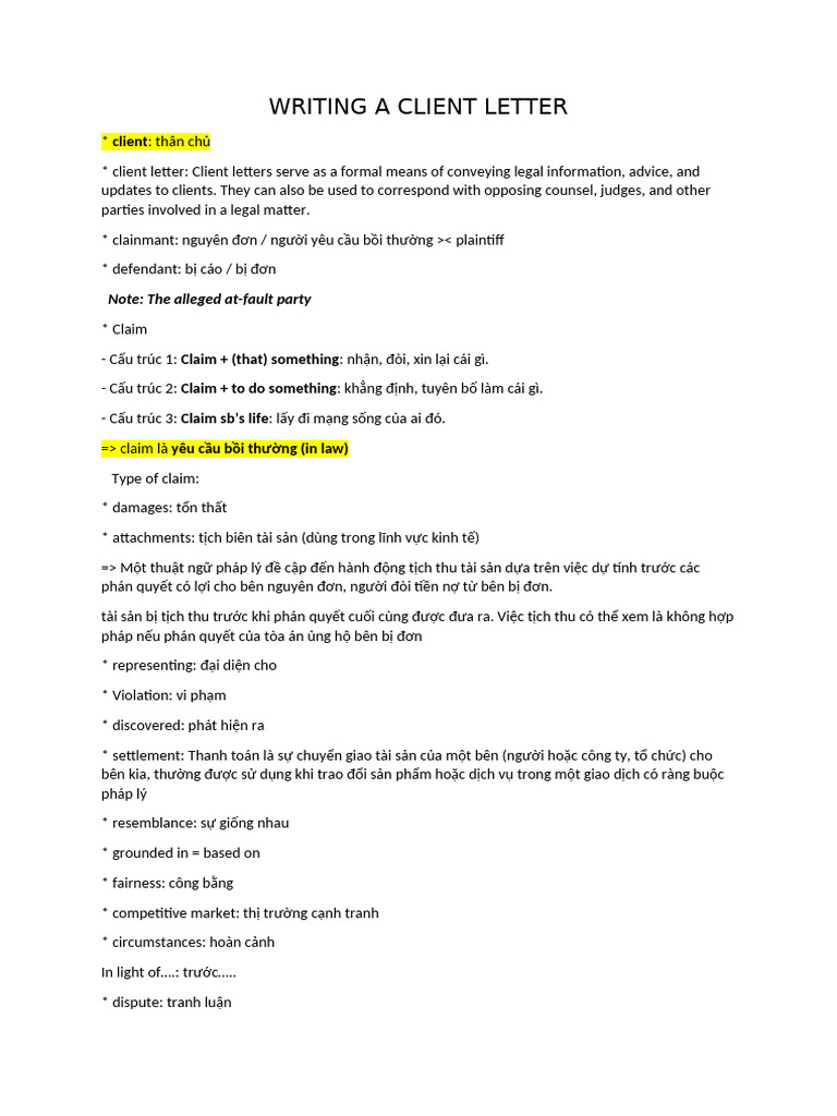 Writing A Client Letter | PDF