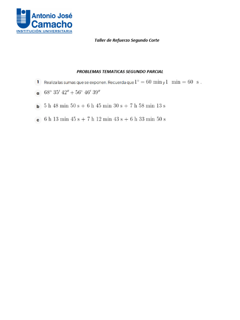 Taller Refuerzo Segundo Corte | PDF