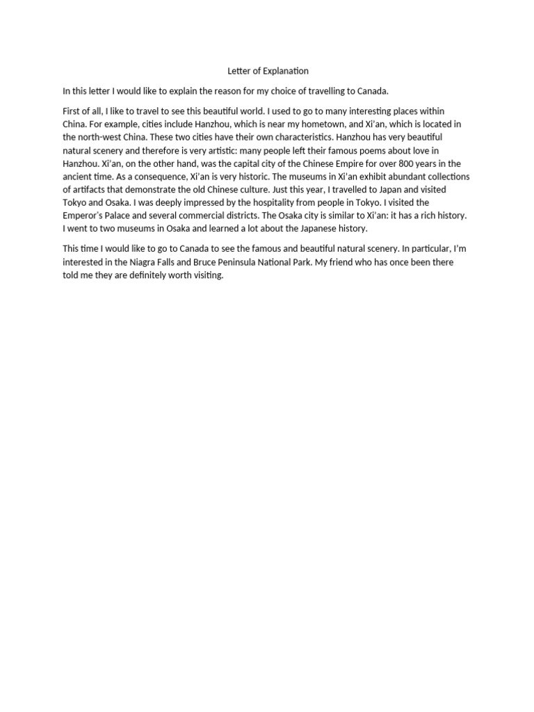 Letter of Explanation | PDF