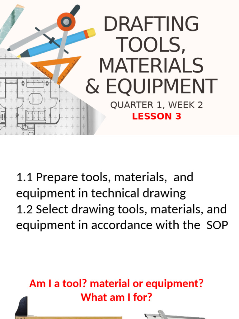 Essential Drafting Tools and Materials | PDF | Technical Drawing | Drawing