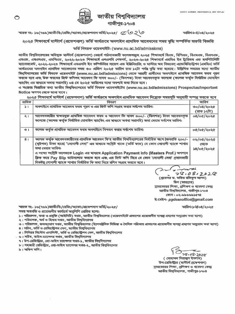 Mastres Professional (MBA) Time Extension | PDF