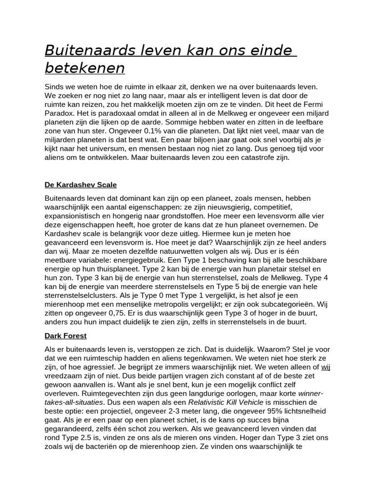 Betoog Buitenaards Leven | PDF