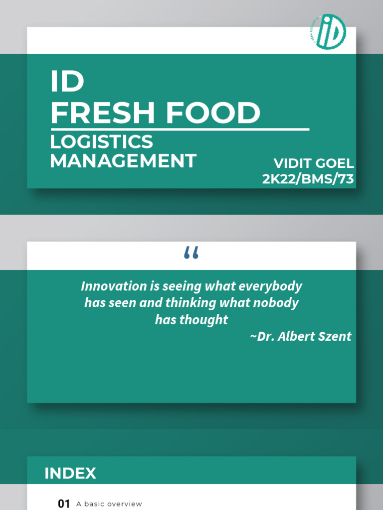 ID Fresh Food Vidit Goel BMS | PDF | Transport | Logistics