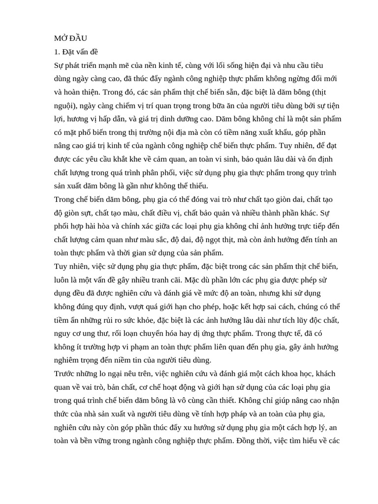NỘI DUNG PHỤ GIA THỰC PHẨM TRONG CNCB DĂM BÔNG | PDF