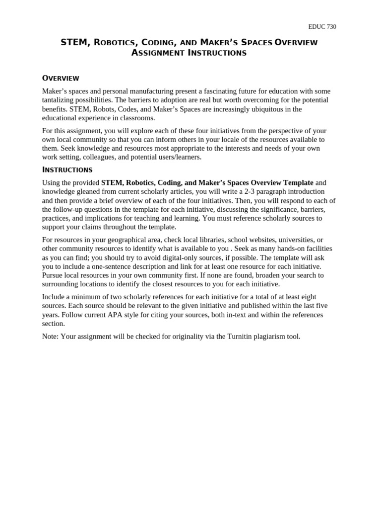 STEM, Robotics, Coding, and Maker's Spaces Overview Assignment ...