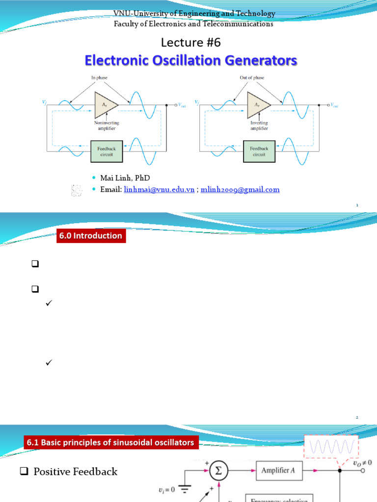 6. Lecture 6 - Signal Generators_Updated 1_2 | PDF | Electronic Oscillator | Amplifier