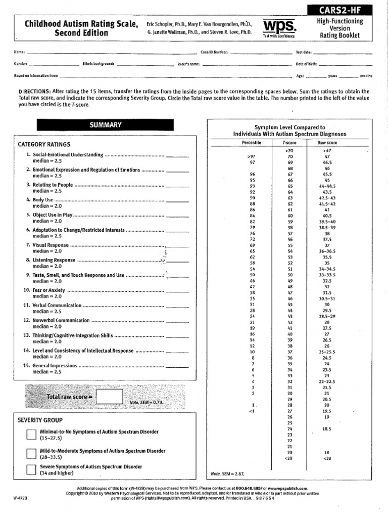 CARS-High Functioning | PDF