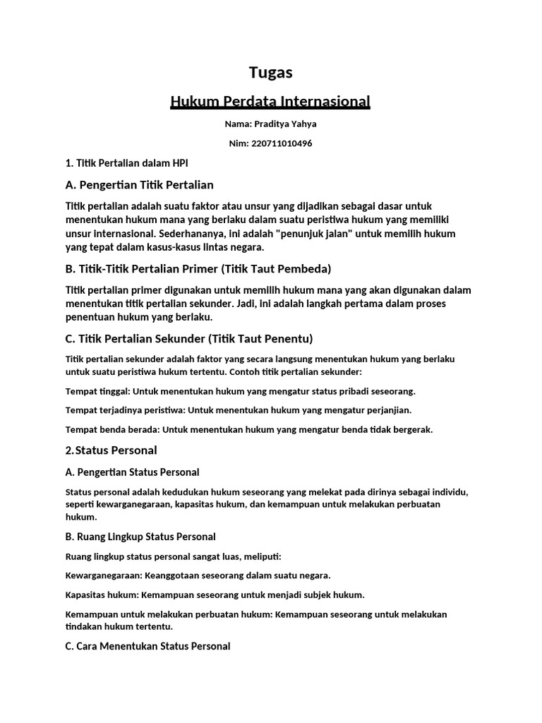 Tugas Perdata Inter I Praditya Yahya | PDF