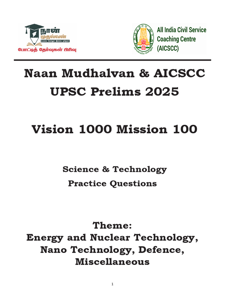 Science & Technology Theme 4 - Questions | PDF | Nuclear Reactor | Missile