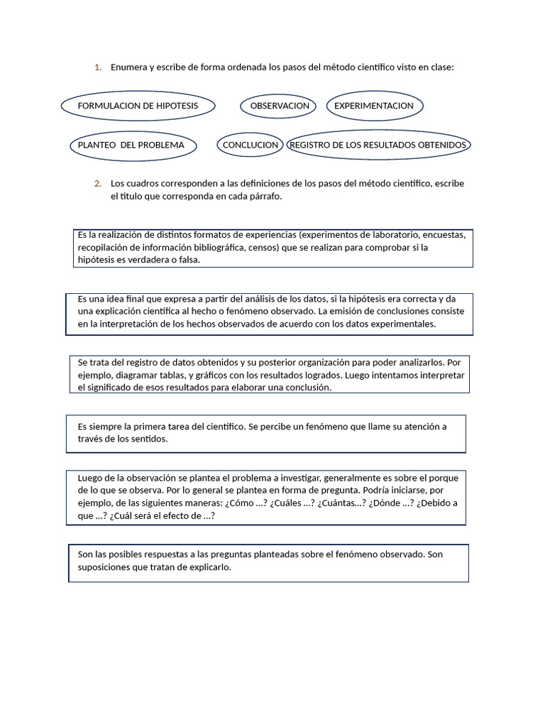 Pasos del Método Científico | PDF | Hipótesis | Observación
