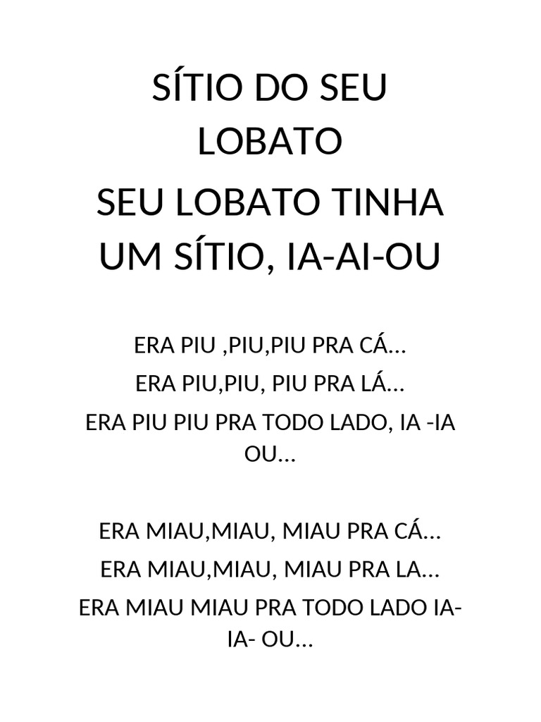 Atividades do Sítio do Seu Lobato | PDF