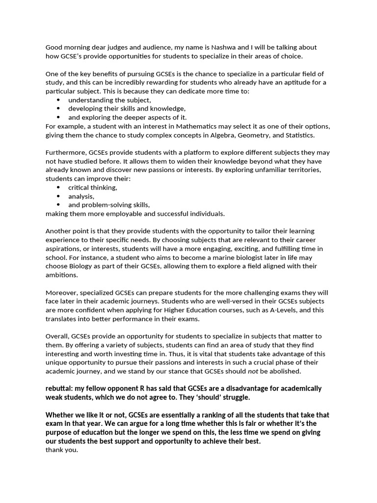 Middle School Debate Speech | PDF | Intelligence | Learning