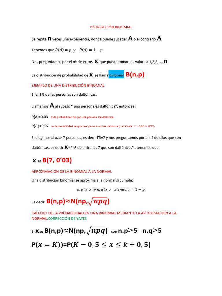 UD2_RESUMEN DISTRIBUCION BINOMIAL | PDF | Probabilidad | Teoría de probabilidad