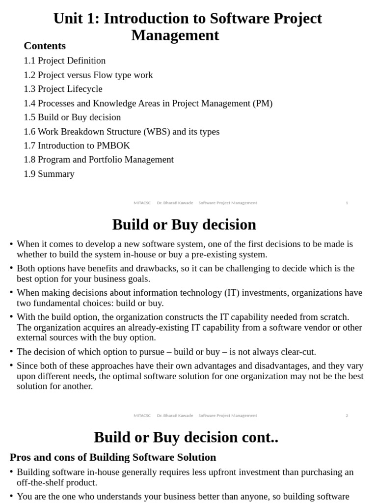 Build vs Buy Software: Key Considerations | PDF | Project Management ...