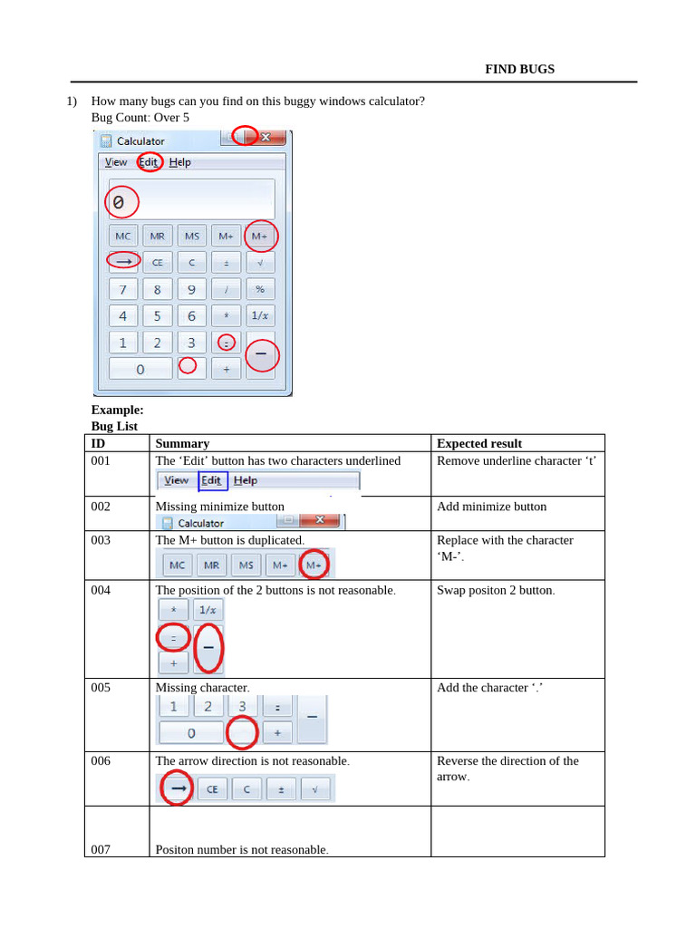Exercise 1. Find Bugs | PDF | System Software | Computing