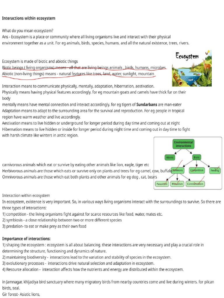 Interactions Within Ecosystem Part 1 | PDF