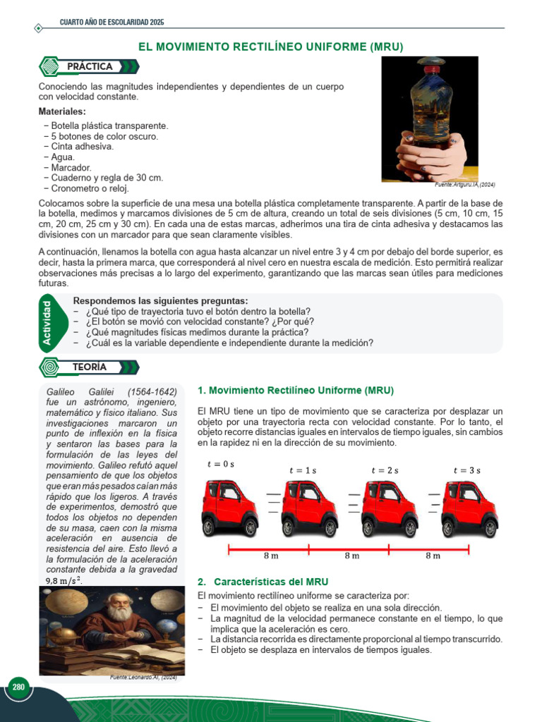 Tema 2 M.R.U. 4to | PDF | Velocidad | Medición