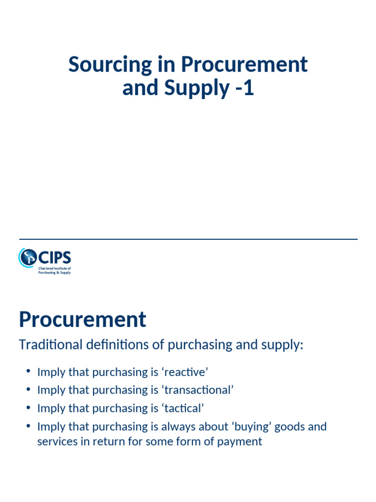 Understanding Procurement and Sourcing | PDF | Procurement | Supply Chain