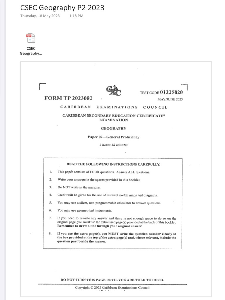 CSEC Geography 2023 p2 | PDF