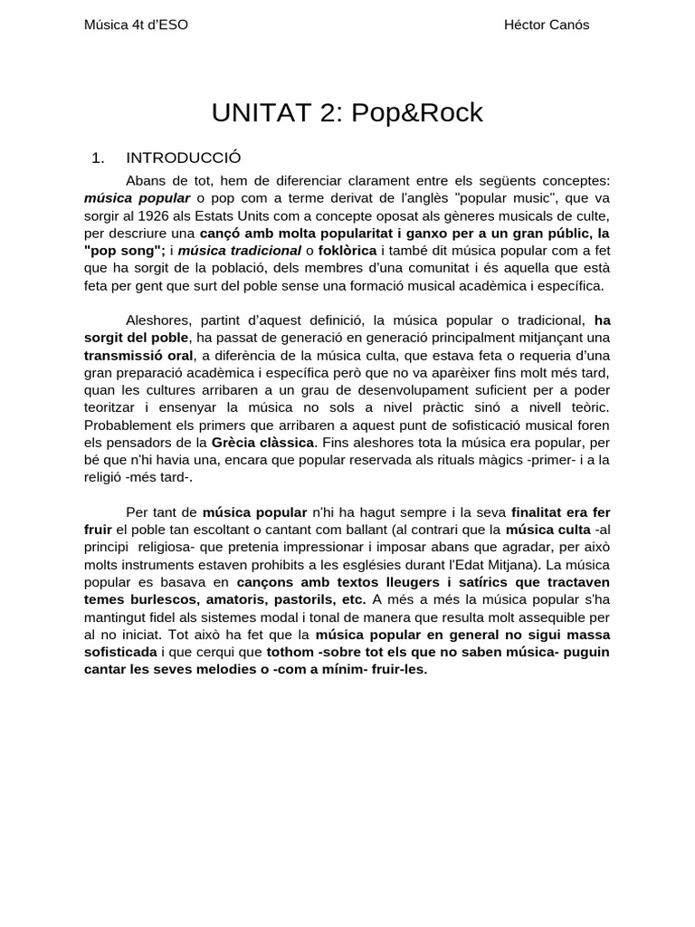 UNITAT - Pop&Rock | PDF
