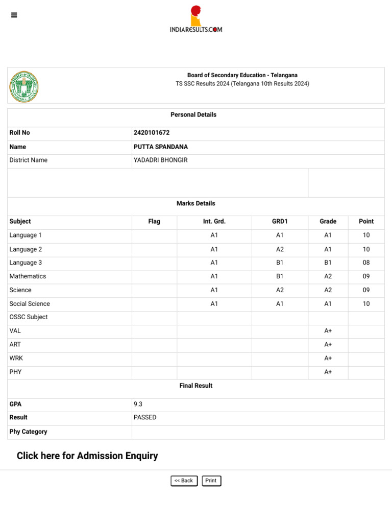 BSETG TS SSC Results 2024 (Telangana 10th Results 2024) ) - Board of ...