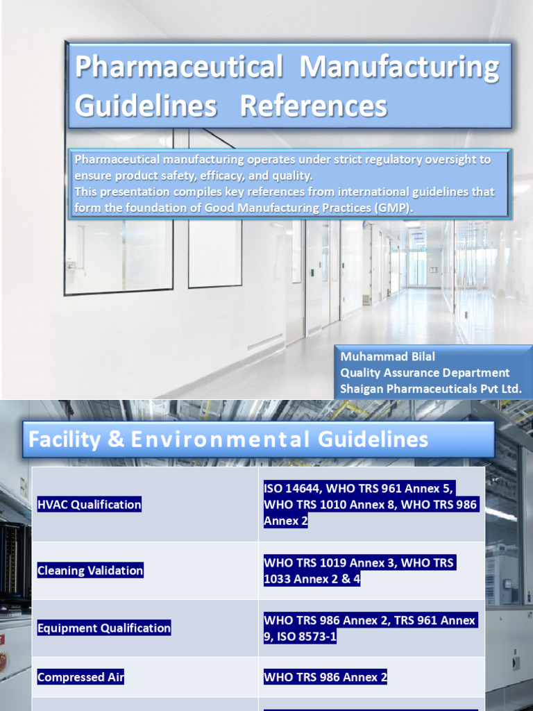 Pharmaceutical Manufacturing Guidelines References | PDF ...