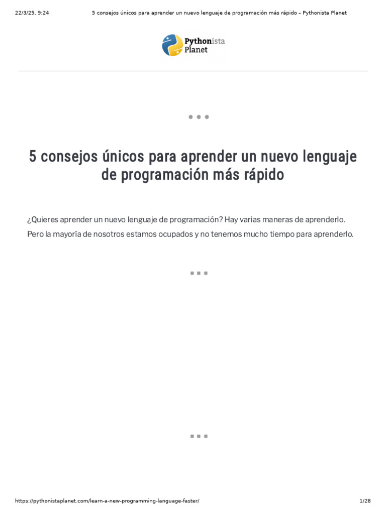 5 Consejos Para Aprender Un Lenguaje De Programación | PDF ...