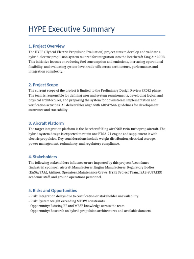 HYPE Executive Summary With Handover | PDF | Systems Engineering | System