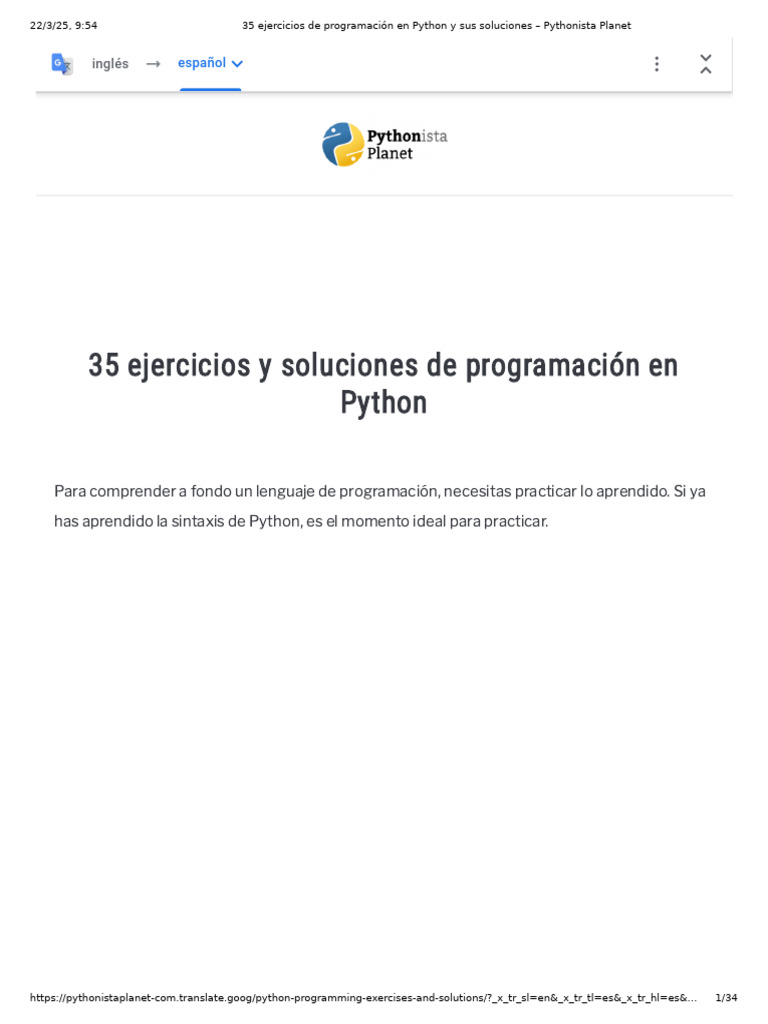 35 Ejercicios de Programación en Python | PDF | Python (lenguaje de ...