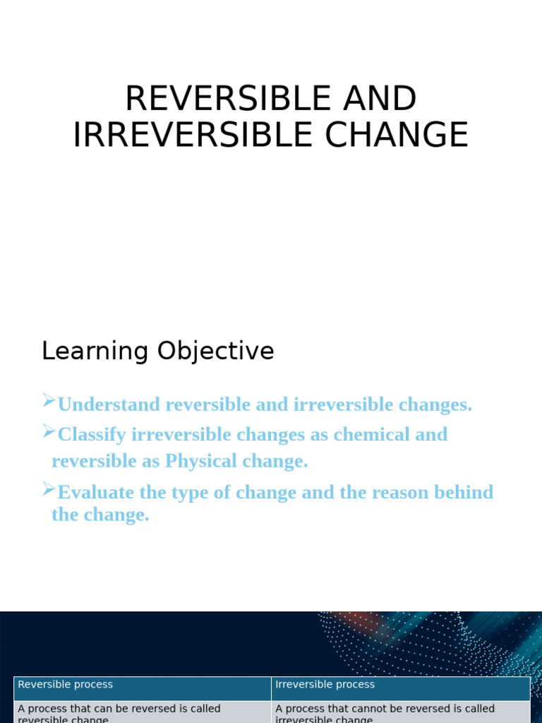 Reversible and Irreversible Change GC | PDF