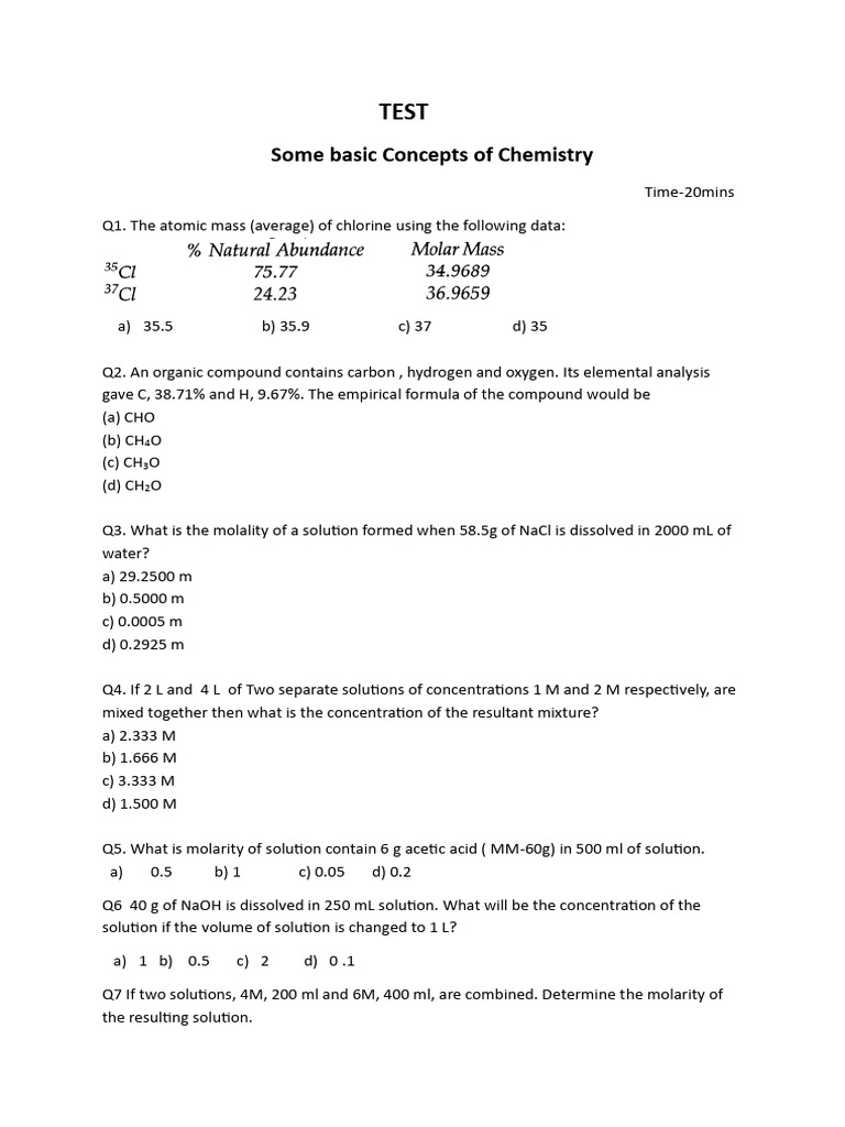Some Basic Concepts of Chem | PDF