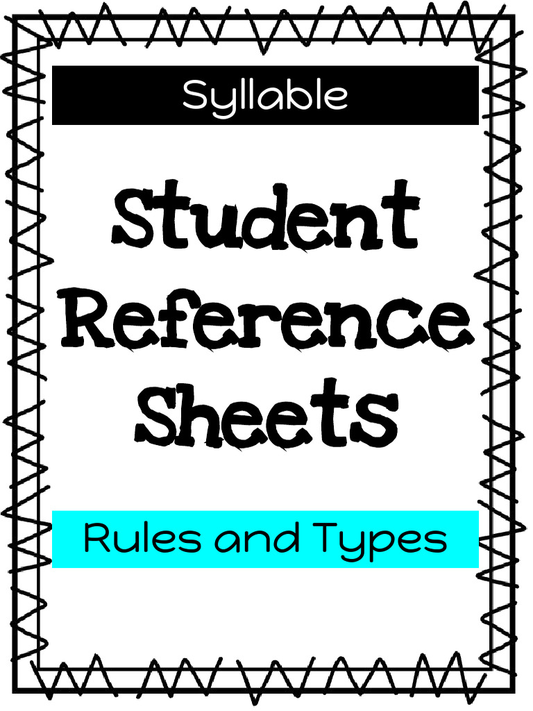 Student Reference Sheets: Syllable | PDF | Consonant | Syllable