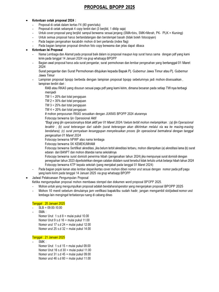 Panduan Proposal BPOPP 2025 | PDF