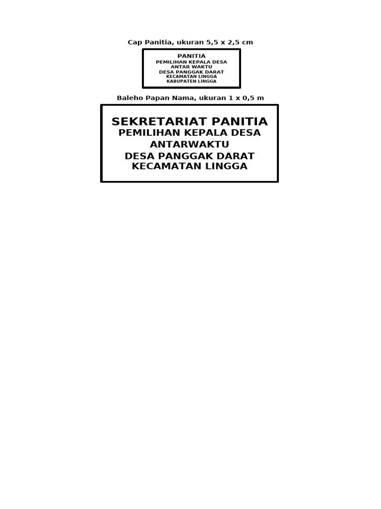 Cap Dan Papan Nama Panitia PILKADES | PDF