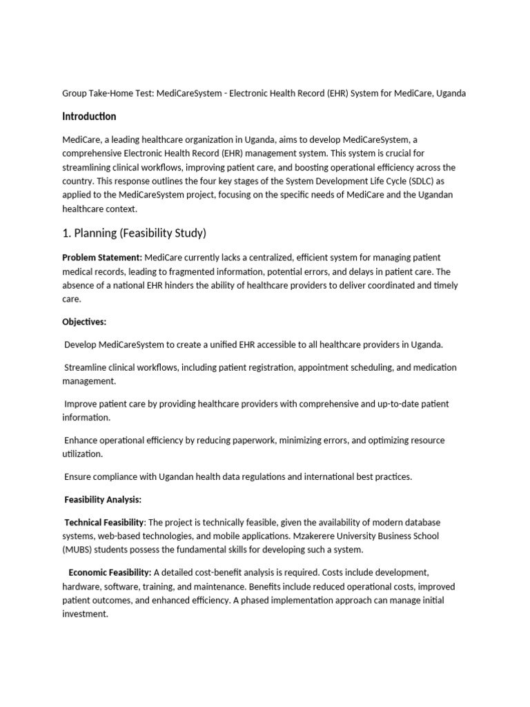 Take Home System Analysis and Design | PDF | Electronic Health Record ...
