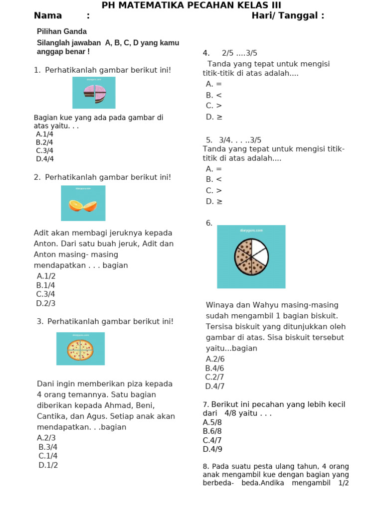 Soal PH Pecahan Fix | PDF