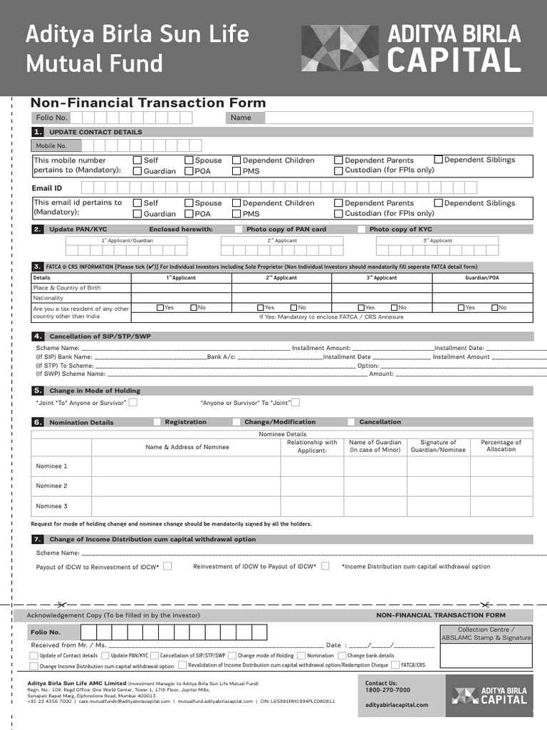 Non Financial Transaction Form 280323 | PDF | Cheque | Banks